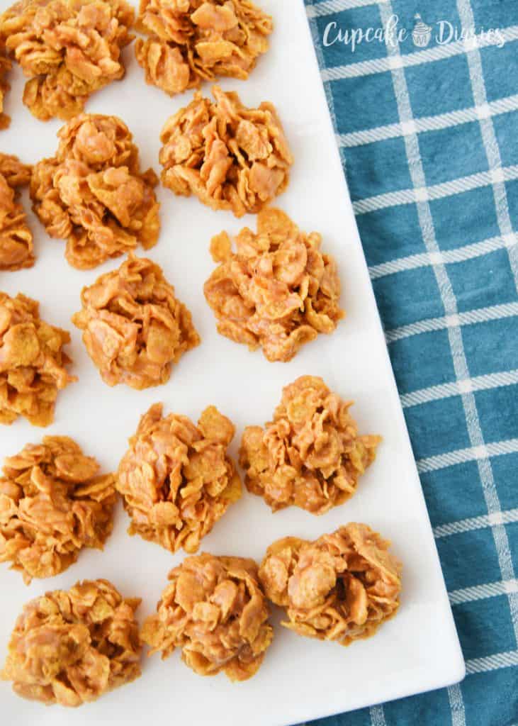 No Bake Peanut Butter Corn Flake Cookies - Cupcake Diaries