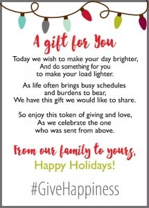 Gift of Service Holiday Printable