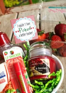 Strawberry Teacher Gift with Free Printable Tag - Cupcake Diaries