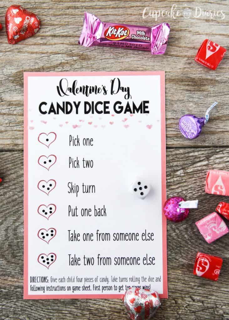 Valentine’s Day Candy Dice Game - Cupcake Diaries