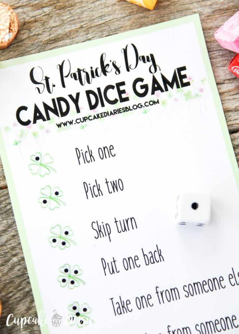 St. Patrick’s Day Candy Dice Game - Cupcake Diaries