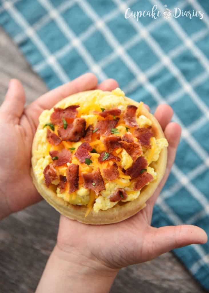 Waffle Breakfast Pizzas with Maple Butter