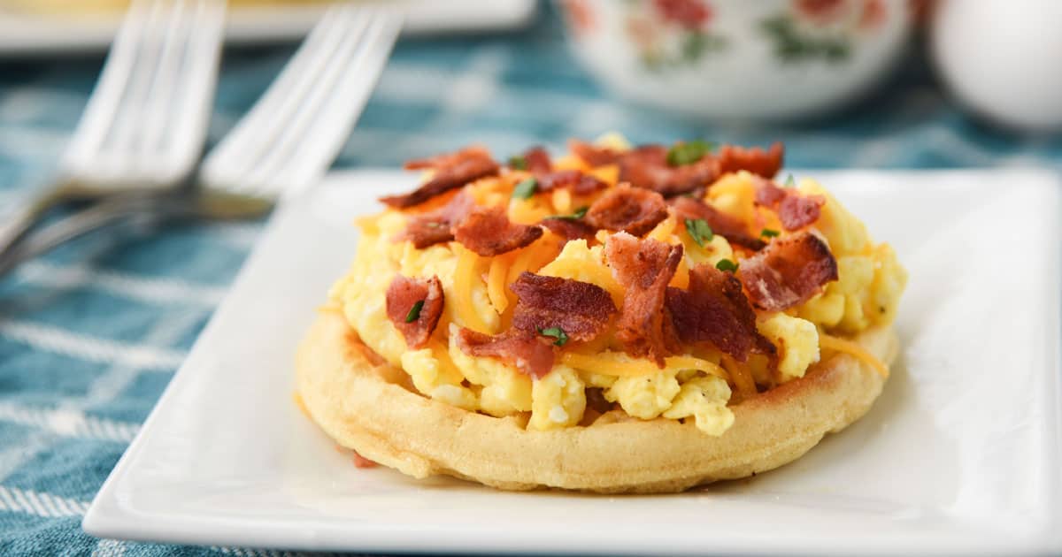 Waffle Breakfast Pizzas with Maple Butter