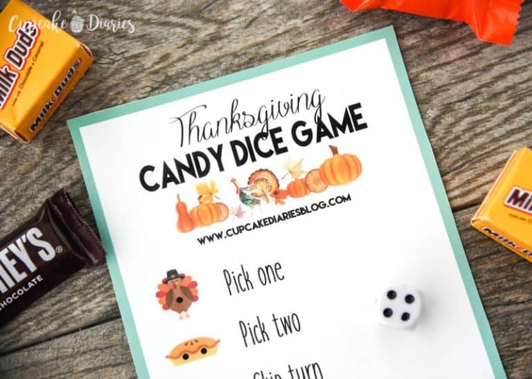 Thanksgiving Candy Dice Game – Printable Game for Kids - Cupcake Diaries